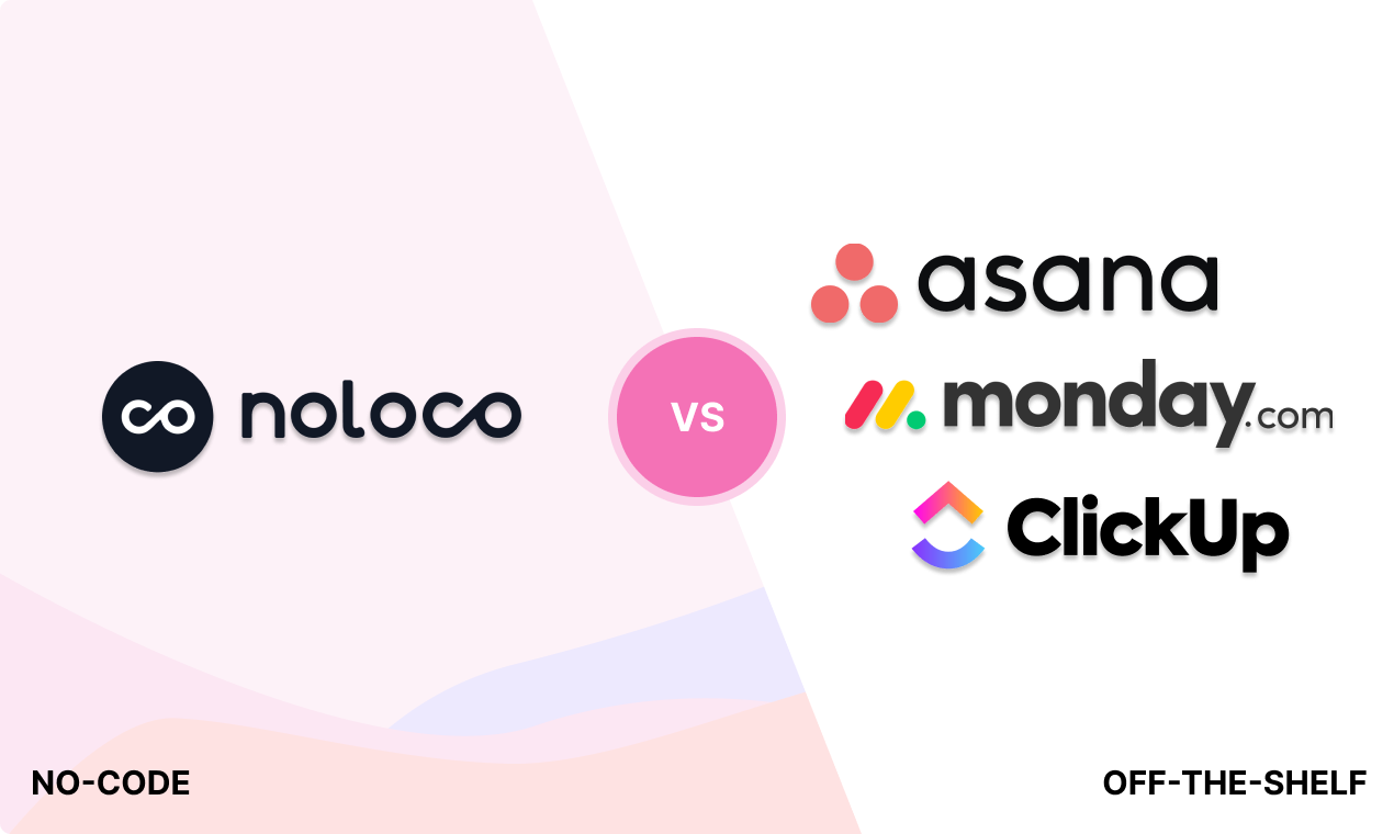 No-code vs Off-the-Shelf Project Management tools Monday.com, ClickUp and Asana | Noloco Blog